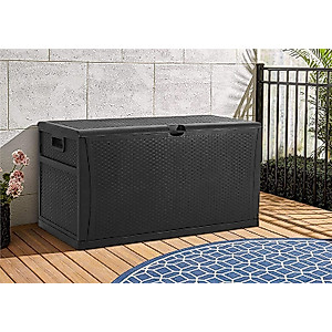 Omelaza 120 Gallon Outdoor Large Deck Storage Box, Patio Resin Deck Storage Container, Store Cushion Toys and Sundry Thing(Black)