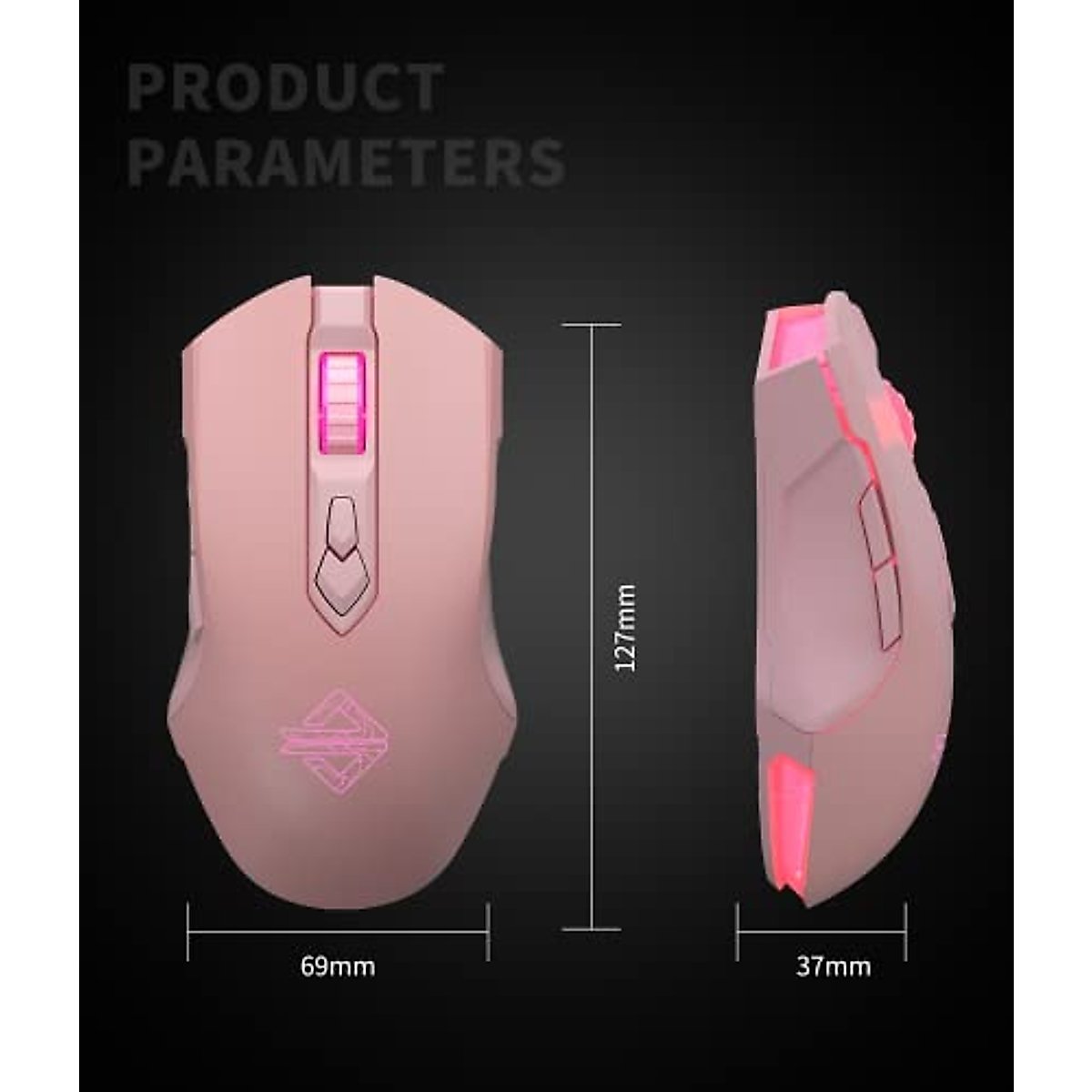 FIRSTBLOOD ONLY GAME. AJ52 Watcher RGB Gaming Mouse, Programmable 7 Buttons, Ergonomic LED Backlit USB Gamer Mice Computer Laptop PC, for Windows Mac OS Linux, Pink