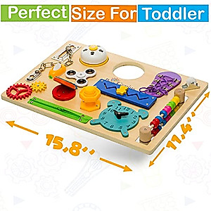 BeGenius Busy Board for Toddlers | Montessori Busy Board for 1 2 3 4 5 up to 8 Years | Wooden Sensory Board Book Ideal Toy for Toddler Brain Development at Home/Travel | Baby Busy Board for 1 Year Old