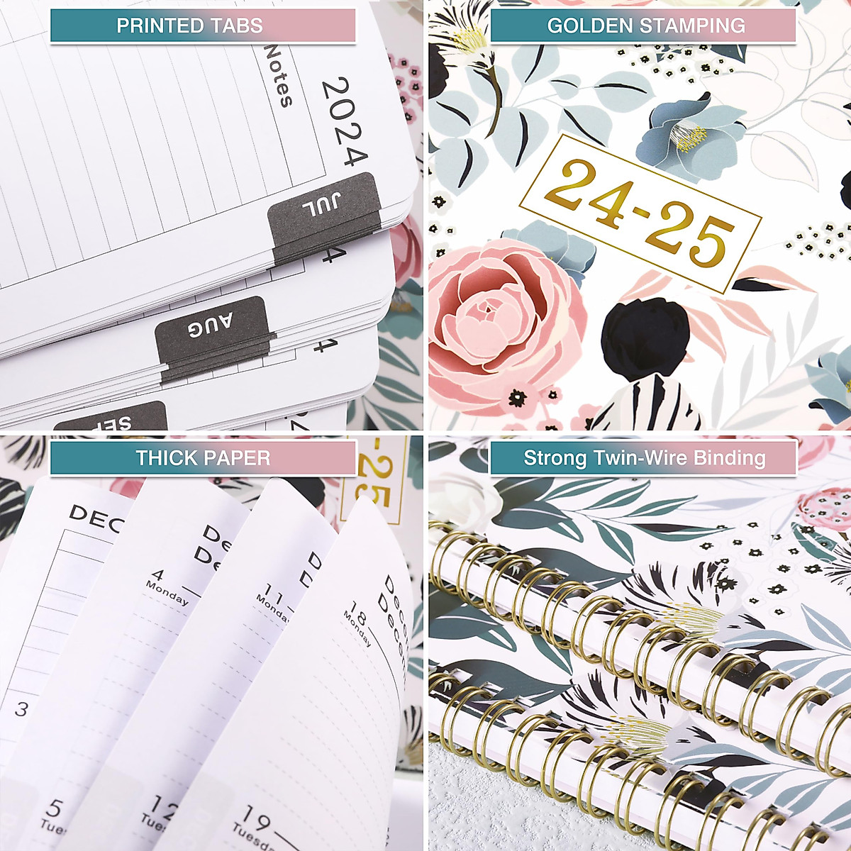 2024-2025 Planner - JUL 2024 - JUN 2025, Academic Planner 2024-2025, 2024-2025 Planner Weekly and Monthly with Tabs, 8" x 10", Perfect Daily Organizer