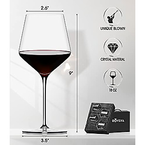 AOOE Red Wine Glasses Set of 4, Crystal Hand Blown Burgundy Glasses-Ultra-thin,18 OZ, Light for Wine Tasting, Perfect Gifts for Valentine's Day, Anniversary, Birthday