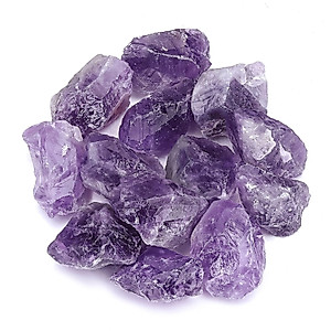 Top Plaza Bulk Amethyst Healing Crystals Rough Stones - Large 1" Natural Raw Stones Crystal for Reiki Healing, Wicca, witchcraft, Tumbling, Cabbing, Fountain Rocks, Decoration, Polishing 0.5lb