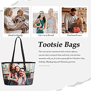 kaululu Personalized Photo Tote Bag Custom Picture Shoulder Bag Handbags Handle Satchel for Women