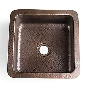 Monarch Abode Pure Copper 17093 Hand Hammered Glasgow Dual Mount Bar Prep Sink (12 inches)