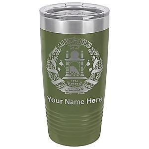 LaserGram 20oz Vacuum Insulated Tumbler Mug, Flag of Afghanistan, Personalized Engraving Included (Camo Green)