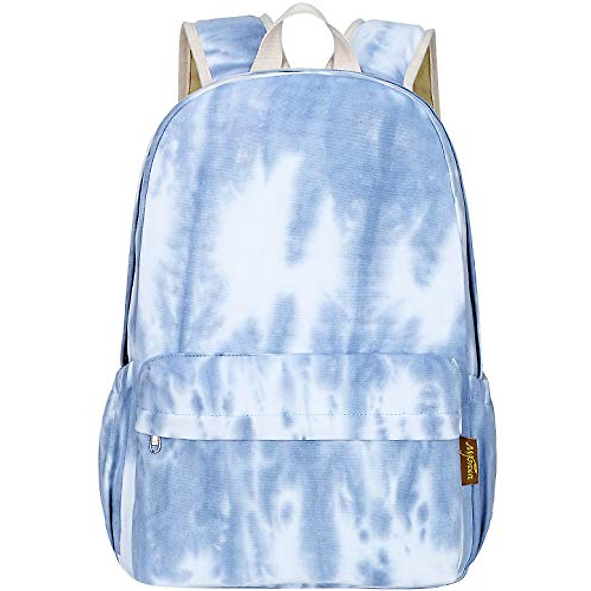Canvas School Bag Backpack Girls or boy, Ranibow Style Unisex Fashionable Canvas Zip Backpack School College Laptop Bag for Teens Girls Students Casual Lightweight Travel Daypack Outdoor(Blue)