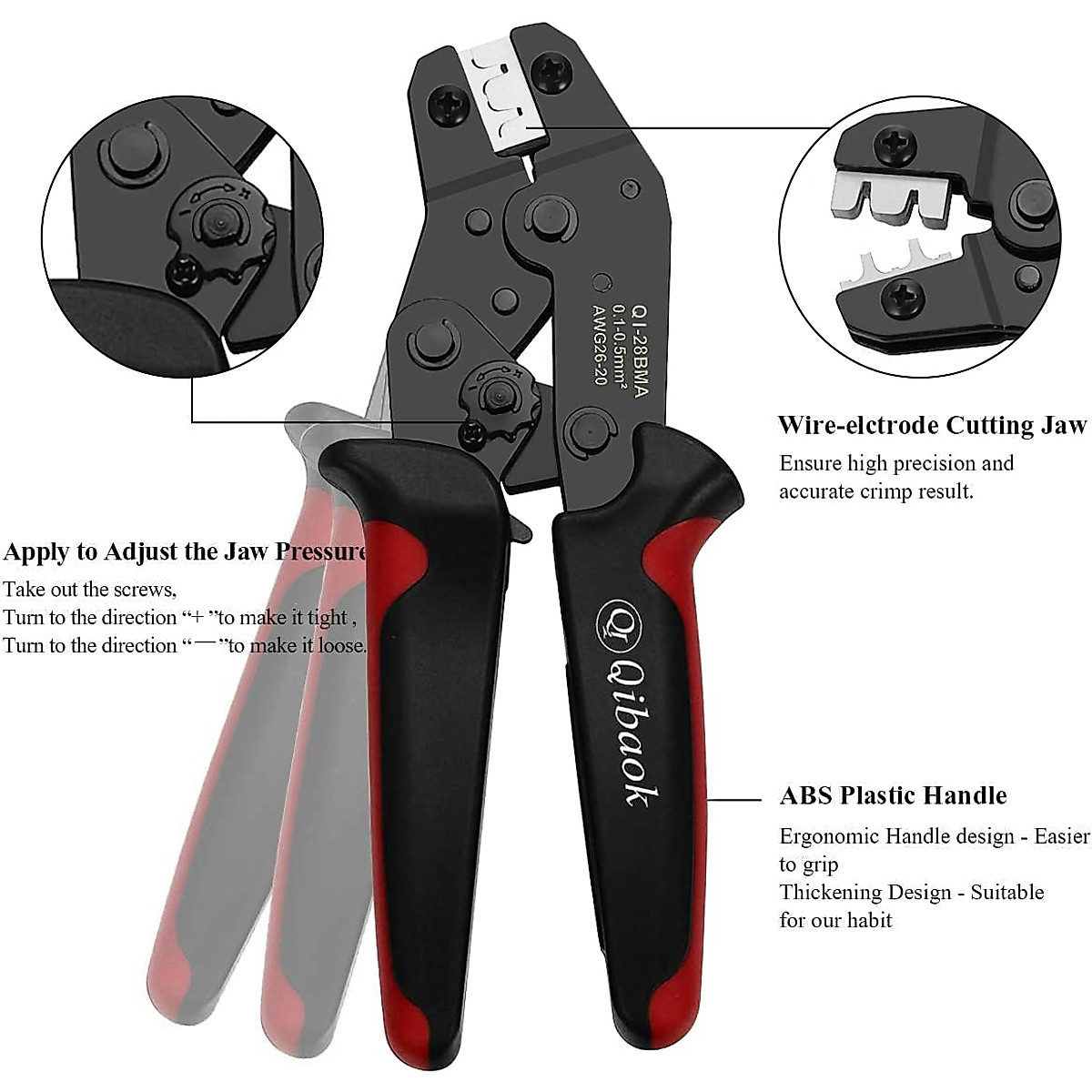 Qibaok Crimping Tool Kit Ratcheting Crimper with 1550PCS 2.54mm Dupont Connectors and 760pcs 2.54mm JST-XH Connectors for AWG 26-20(0.1-0.5mm²)