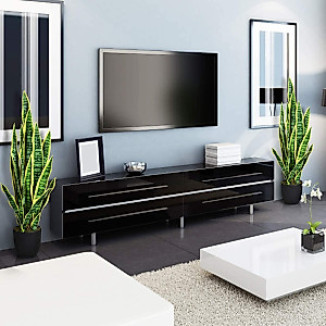 LUARANE 36" Artificial Snake Plant, Lifelike Plastic Fake Sansevieria w/Stable Cement Bottom, 20pcs Realistic Leaves, Vivid Decorative Potted Plant for Home Office Store Garden