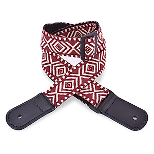 CLOUDMUSIC Tenor Concert Soprano Baritone Ukulele Strap Coloful Hawaii Floral Jacquard For Adult Size And Kids(Ethnic Red)