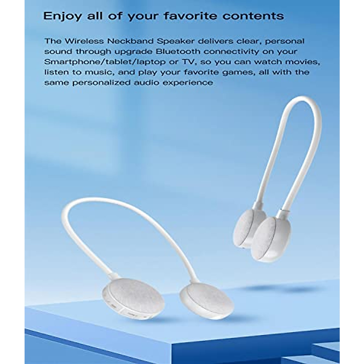 VANPEUSO Neckband Bluetooth Speaker - EBS-906, Bluetooth 5.0, Built-in mic, 10H Playtime, Portable Wireless Wearable Speaker, Ideal for Home&Outdoors