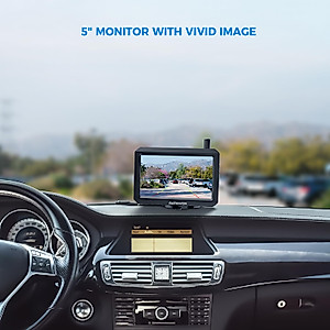 AUTO-VOX W7 Wireless Backup Camera 5" HD Monitor, Easy Install Stable Digital Signal Back Up Camera System, IP69 Waterproof Night Vision Reverse Camera for Car, Truck, SUV, Pickup, Van, Trailer