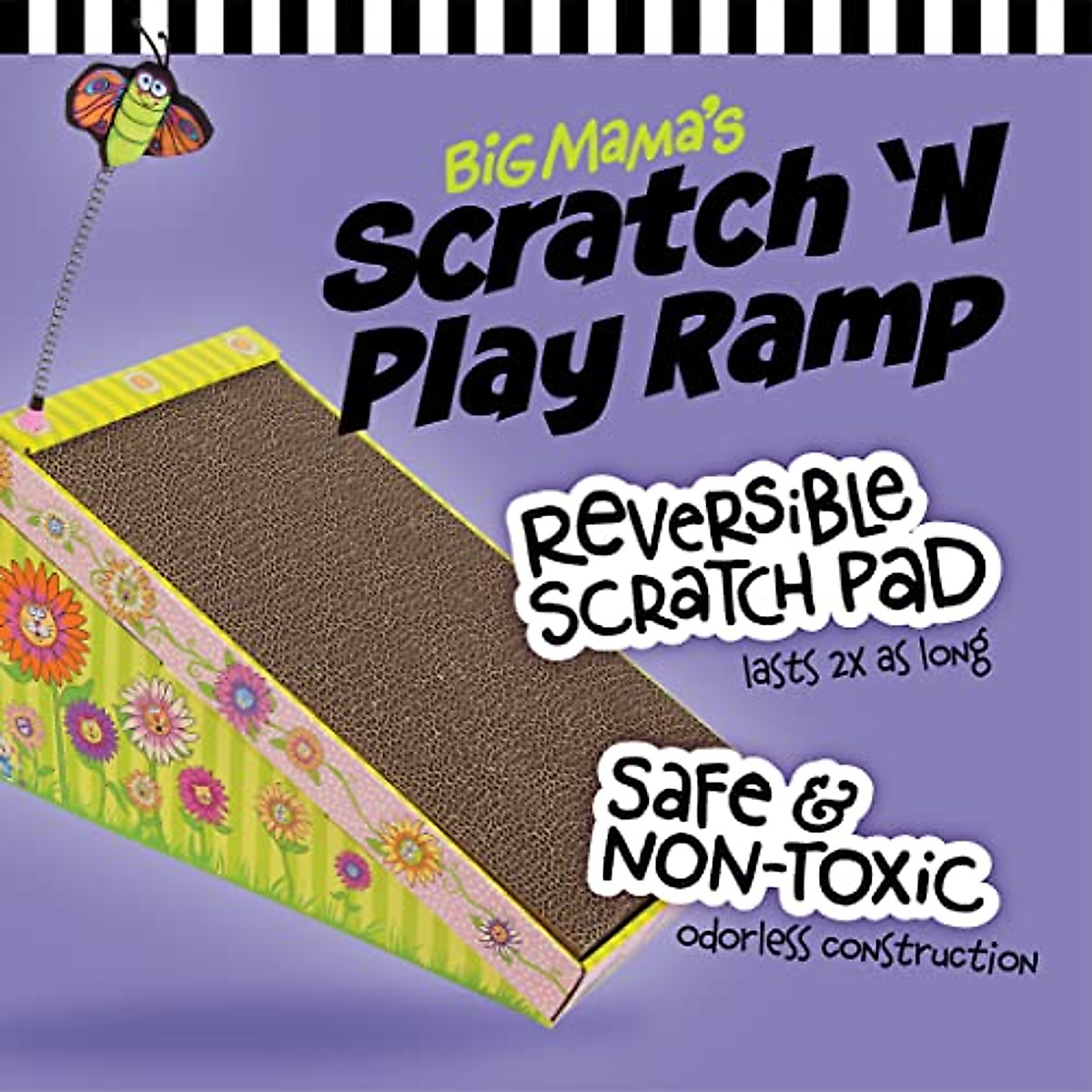 Petmate FAT CAT Big Mama's Scratch 'n Play Ramp Reversible Cardboard Toy