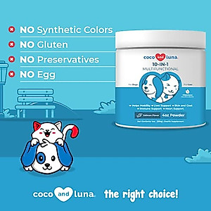 10 in 1 Multivitamin for Dogs and Cats - 4 oz Powder - Hip and Joint Support - Omega Fish Oil & Vitamins with Coq10 for Skin & Heart Health - Probiotics & Enzymes for Gut & Immune Health…