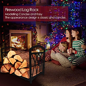 SCENDOR 17.5" Firewood Log Rack for Firewood, U-Shaped Heavy-Duty Iron Log Rack Stacking Rack Storage Rack Indoor Outdoor