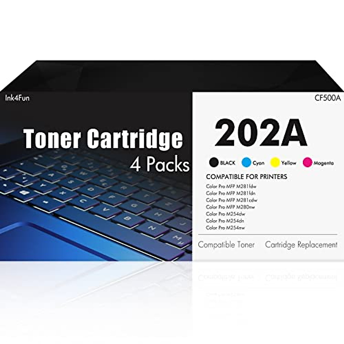 202A Toner Cartridges 4 Pack: Compatible Replacement for HP 202A 202X CF500X CF500A CF501A CF502A CF503A Color Pro MFP M281fdw M254dw M281fdn M254dn M254nw M281 M254 Printer Ink