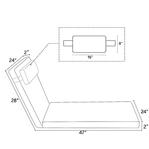 PERFECT GARDEN Outdoor Lounger Cushion 75''L x 24''W Patio Furniture Chair Cushion Chaise Lounge Cushion Waterproof for Garden Lawn Pool - Set of 2