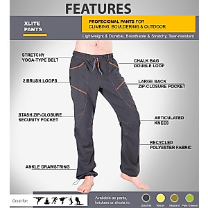 Ucraft "Xlite Rock Climbing, Bouldering and Yoga Pants. Lightweight, Stretching, Breathable (Size M, Color Mustard)