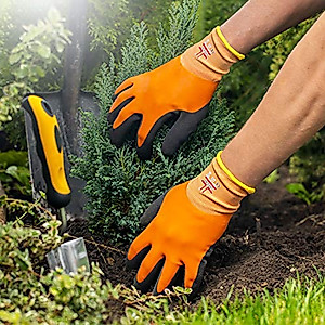 SAFEAT General Waterproof Work Gloves for Men and Women – Flexible, Double Coated Latex, Multipurpose, Sandy Grip Foam 1 Pair (Large)