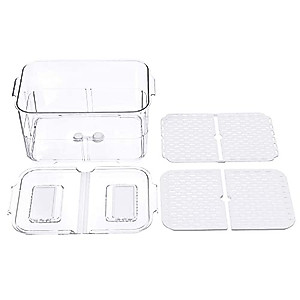 Benzoyl Food Storage Containers Fridge Produce Saver, Stackable Refrigerator Organizer Keeper Foldable lid with Removable Drain Tray for Produce, Fruits, Vegetables 2800ML