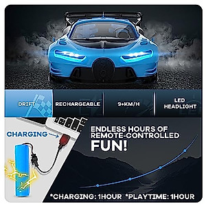 Kiddufun Remote Control Car for Boys 4-7,Rechargeable 1/18 RC Cars Toys for Boys 8-12 Sport Racing with Headlight Present Christmas Birthday Kids Toys Car Gifts for 6 7 8-12 Year Old Boys/Girls