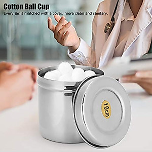 LIZEALUCKY Stainless Steel Cotton Ball Cup Cotton Swab Jar Container Dispenser Medicine Bottle with Metal Lid for Cotton Ball Swabs, Cotton Round Pads, Floss Storage
