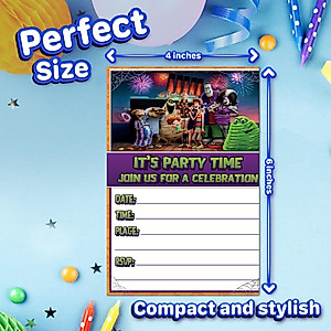 Set of 20 Hotel Transylvania -Themed Happy Birthday Invitation Cards & Envelopes - Lightweight (240g), Postcard Style Invites for the Perfect Party Pack