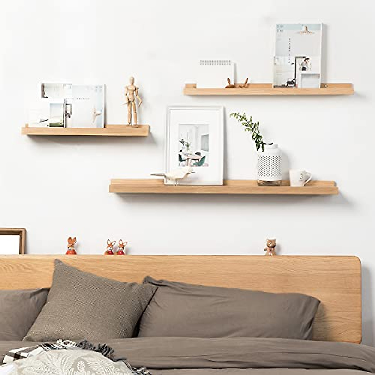 INMAN Floating Shelf for Wall Natural Walnut Wood Wall Shelves Picture Ledge Display Shelf Hanging Wall Bookshelf for Living Room Bedroom Kitchen Office Home Décor (Natural, 36inches)