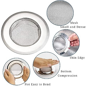 Stainless Steel Kitchen Sink Strainer Large Wide Rim 4.5" Set of 2