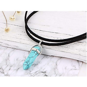 Kercisbeauty Black Wrap Velvet Choker with Green Gemstones Healing Stones Women Girls Everyday Boho Necklace Gift Her Jewelry Hippie Crystal