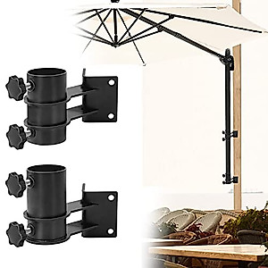 Patio Umbrella Holder, 2 Pcs Adjustable Outdoor Deck Umbrella Corner Mount,2.2'' Diameter in Heavy-Duty Umbrella Clip,Umbrella Base,Umbrella Clamp Mount for Wood Railing, Bracket Backyard or Garden