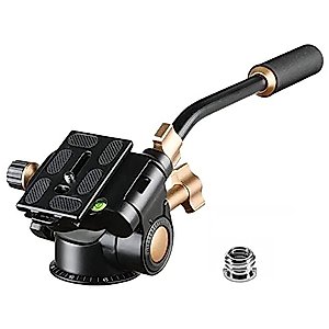 Soonpho Q-08S Heavy Duty Video Camera Tripod Fluid Drag Pan Head with Extended Handle for DSLR Camera,Camcorders,1/4 & 3/8 inch Screw Sliding Plate 360 Degree Rotating Tripod Head