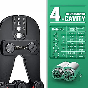 iCrimp Wire Rope Crimping Tool for Aluminum Oval Sleeves,Double Sleeves,Crimping Loop sleeve from 3/64-inch to 1/8-inch -15 inch Length