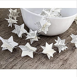 4 Pack Star Garland Book Pages Book Garland Newspaper Bunting Party Holiday Christmas Nursery Strand String Banner Wedding Garland Decorate(White)