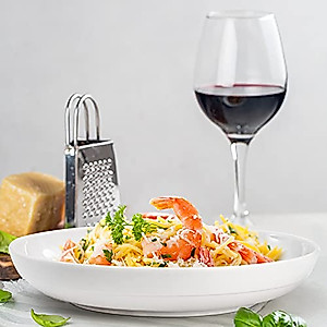 Fasmov Melamine Pasta Bowls, 6 Pack 9 inches 30 Oz Large Salad Serving Bowls, Shallow Salad Bowls, Plastic Dinner Deep Plates, Dishwasher Safe, White