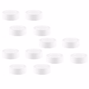 Mini Mason Jar Spice Lid Pack - Set of 12 White Polypropylene Plastic Mason Jar Lids, 48mm BPA-Free Plastic Lids for Mason Jars, Spice Jar Lid Set Made in the USA, Non-Rusting Jar Lids for Spices