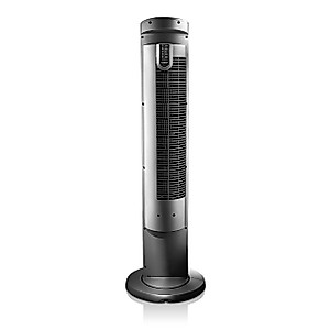 Lasko Portable Electric 42" Oscillating Tower Fan with Nighttime Setting, Timer and Remote Control for Indoor, Bedroom and Home Office Use, Silver, T42951