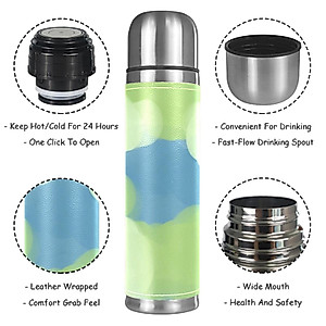Stainless Steel Leather Vacuum Insulated Mug Colorful Clouds Thermos Water Bottle for Hot and Cold Drinks Kids Adults 16 Oz