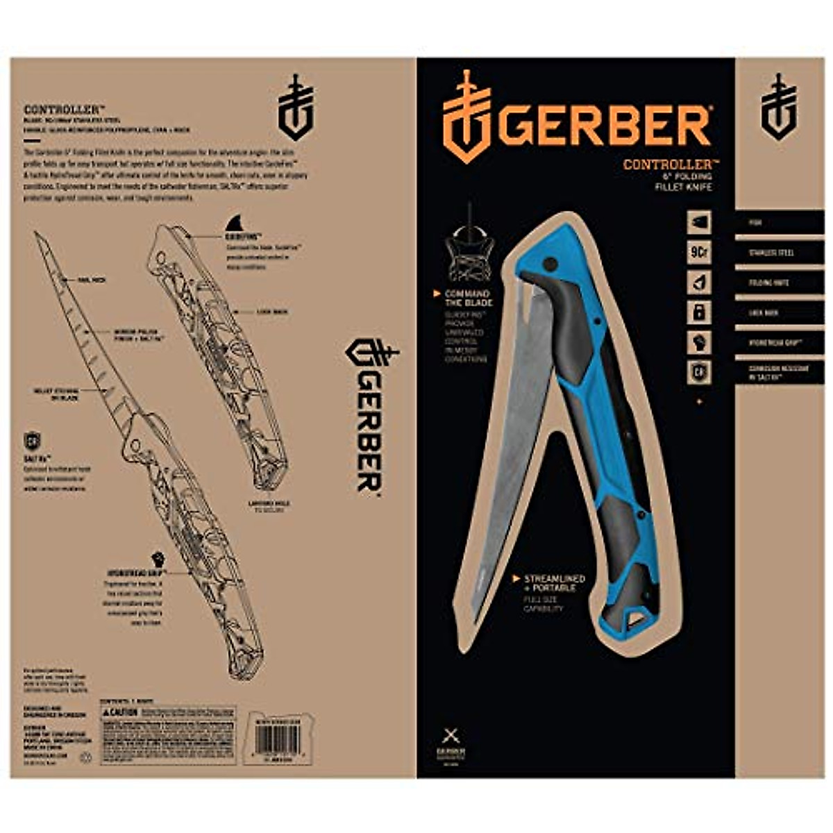 Gerber Gear Controller - Saltwater Fishing Fillet Knife for Fishing Gear - Cyan, 6 Inches