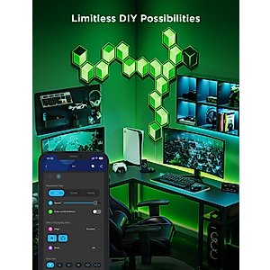 Govee Glide Hexagon Light Panels Ultra, 3D Wall Lights with DIY Program, RGBIC LED Gaming Lights for Wall, LED Lights for Gaming Setup with 129 Lamp Beads, Works with Alexa, 10 Pack, Meteor Gray