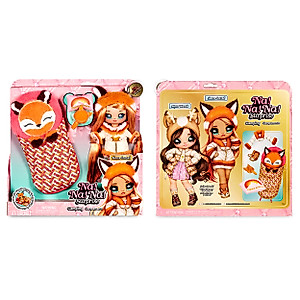 MGA Entertainment Na Na Na Surprise Camping Dolls Sierra Foxtail - Fox-Inspired 7.5" Fashion Doll with Orange Hair and -Plush Fox Sleeping Bag, 2-in-1 Gift, Toy for Kids Ages 5 6 7 8+ Years