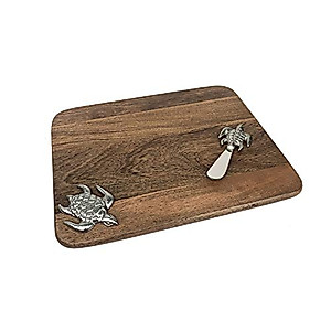 Beachcombers B22186 Wood and Metal Turtle Cutting Board and Knife, 14-inch Length