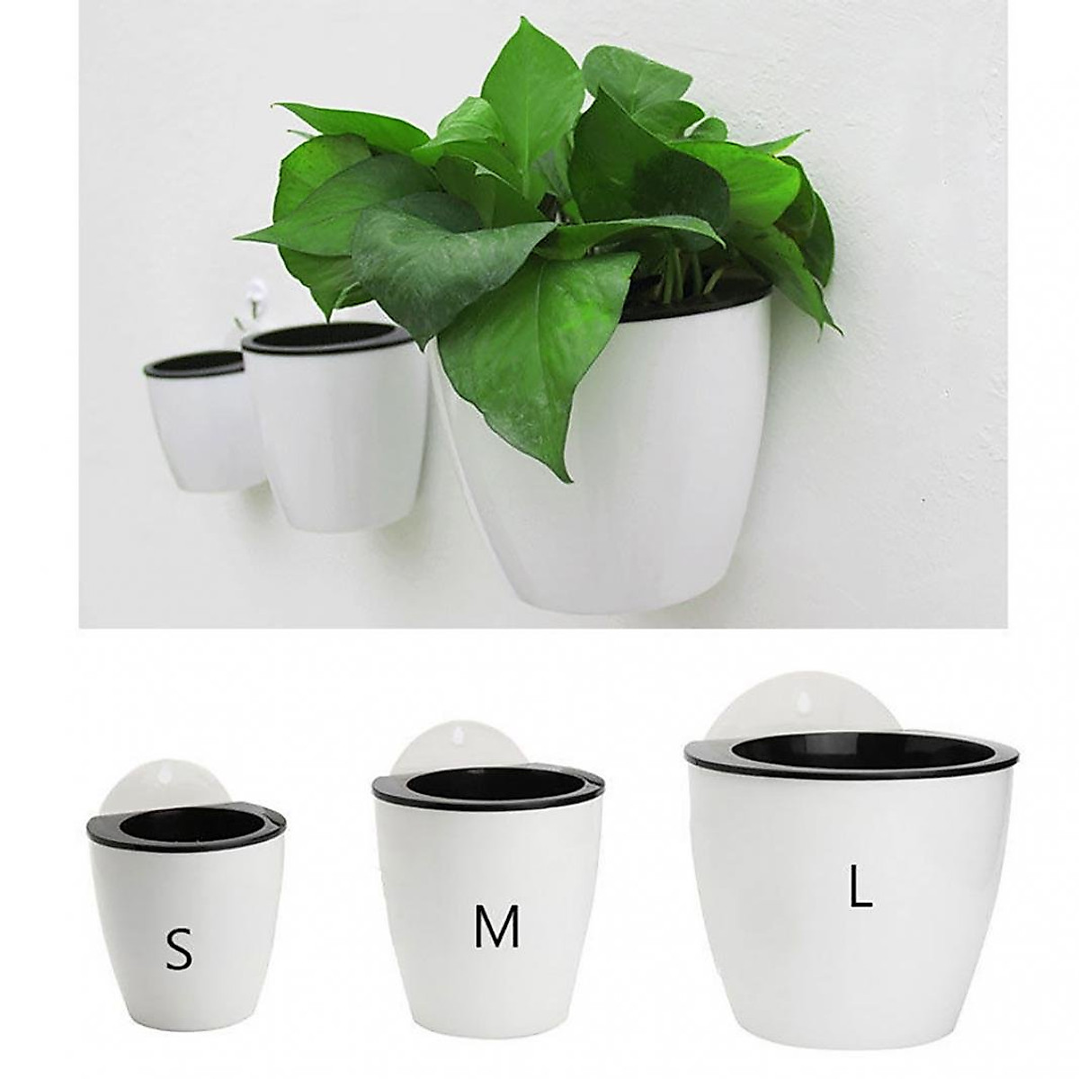 Creative Wall Hanging Plant Pot Holder Self Watering Planter Flowerpot Container Home Wall Decor Container for Garden Balcony Decorative Flower Planter Vase size M