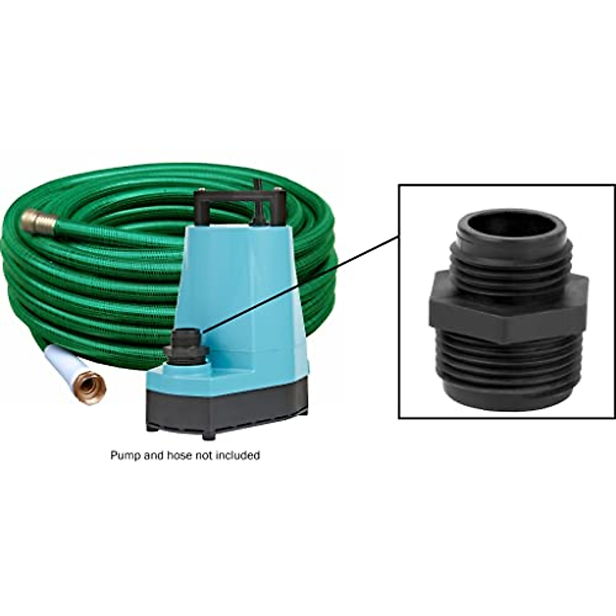 Little Giant GH-1 1-Inch MNPT by 0.75-Inch GHT Garden Hose Reducer/Adapter for Sump, Utility, Pond or Hydroponic Pumps, Black, 599030