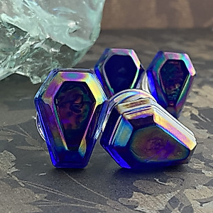 Pair of Glass Plugs with Iridescent Blue Coffin Fronts (PG-573) (2g (6mm))