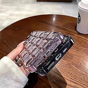 Fycyko Case for iPhone 14 Pro Max Glitter Phone Case 3D Wave Lattice Luxury Plating Aesthetic Cute Gradient Twinkle Bling Sparkle Design for iPhone 14 Pro Max Women Girl Men 6.7'' Purple