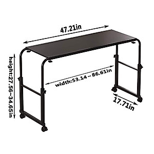 NOVII Overbed Table Standing Workstation with Wheels overbed Desk Height and Width Adjustable Writing Desk for Home Office (Black)