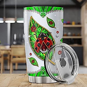 CUBICER Personalized Coffee Tumbler Bug Jewelry Style Custom Name Cute Birthday Gifts For Women Teens Girls Kids Grandma Mom Insulated Cup Travel Mug With Lid Oz Cold Steel Cups