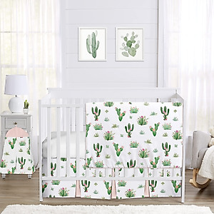 Sweet Jojo Designs Pink and Green Boho Watercolor Playmat Tummy Time Baby and Infant Play Mat for Cactus Floral Collection