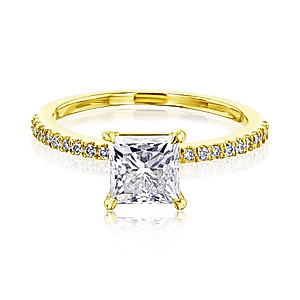 Kobelli 1ct Moissanite Princess Petite Shank Engagement Ring 14K Gold - yellow-gold / 6.0 G-H