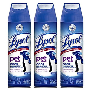 Lysol Pet Odor Eliminator Spray, Sanitizing and Disinfecting Spray for Pet Odors, 15oz (Pack of 3)